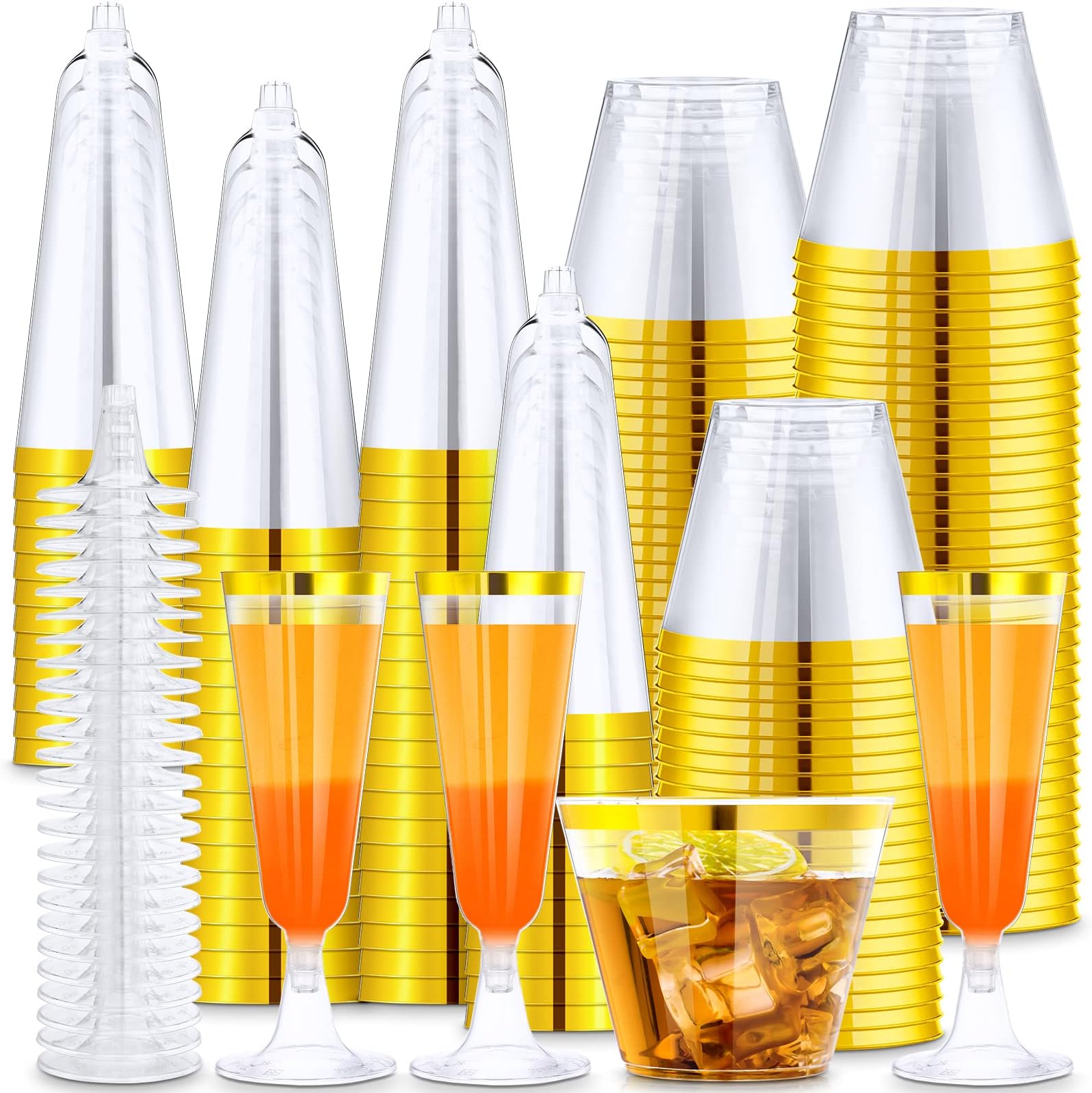 Amazon.com: 100 Pack 9 oz Plastic Champagne Flutes Clear Disposable ...