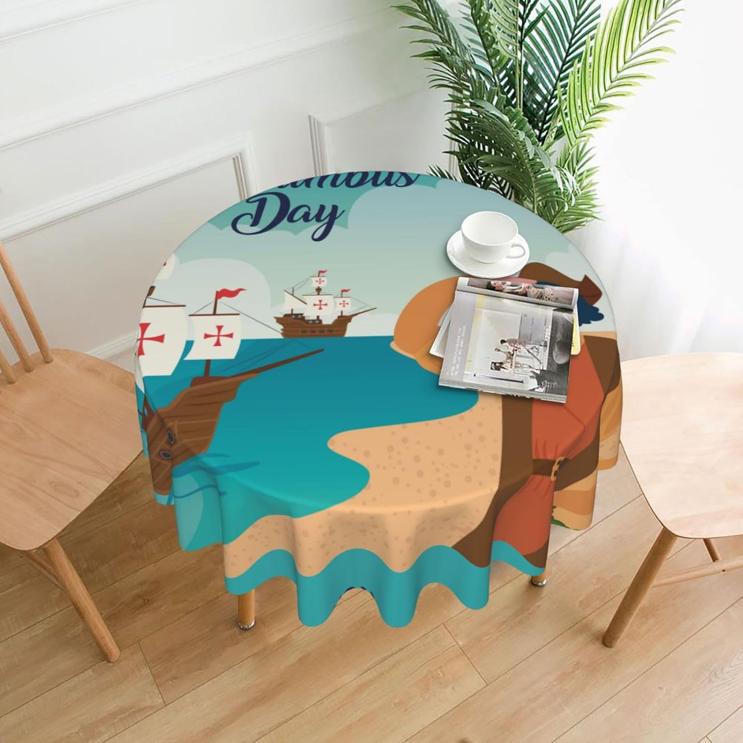 Amazon.com: Lwjdhy Happy Columbus Day Tablecloth 60 Inches Round ...