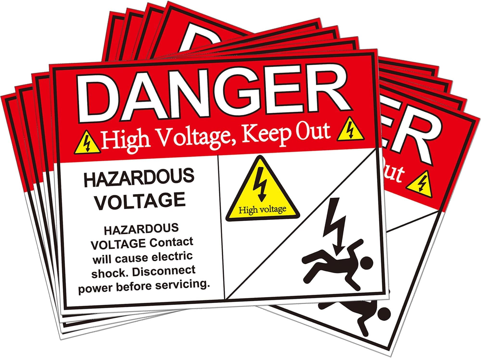 Amazon.com: Hazardous Voltage Safety Warning Sticker 3" X 4" Danger ...