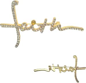 Amazon.com: Fancy Brooch Large Faith Brooch Pin, Silver and Gold, with ...