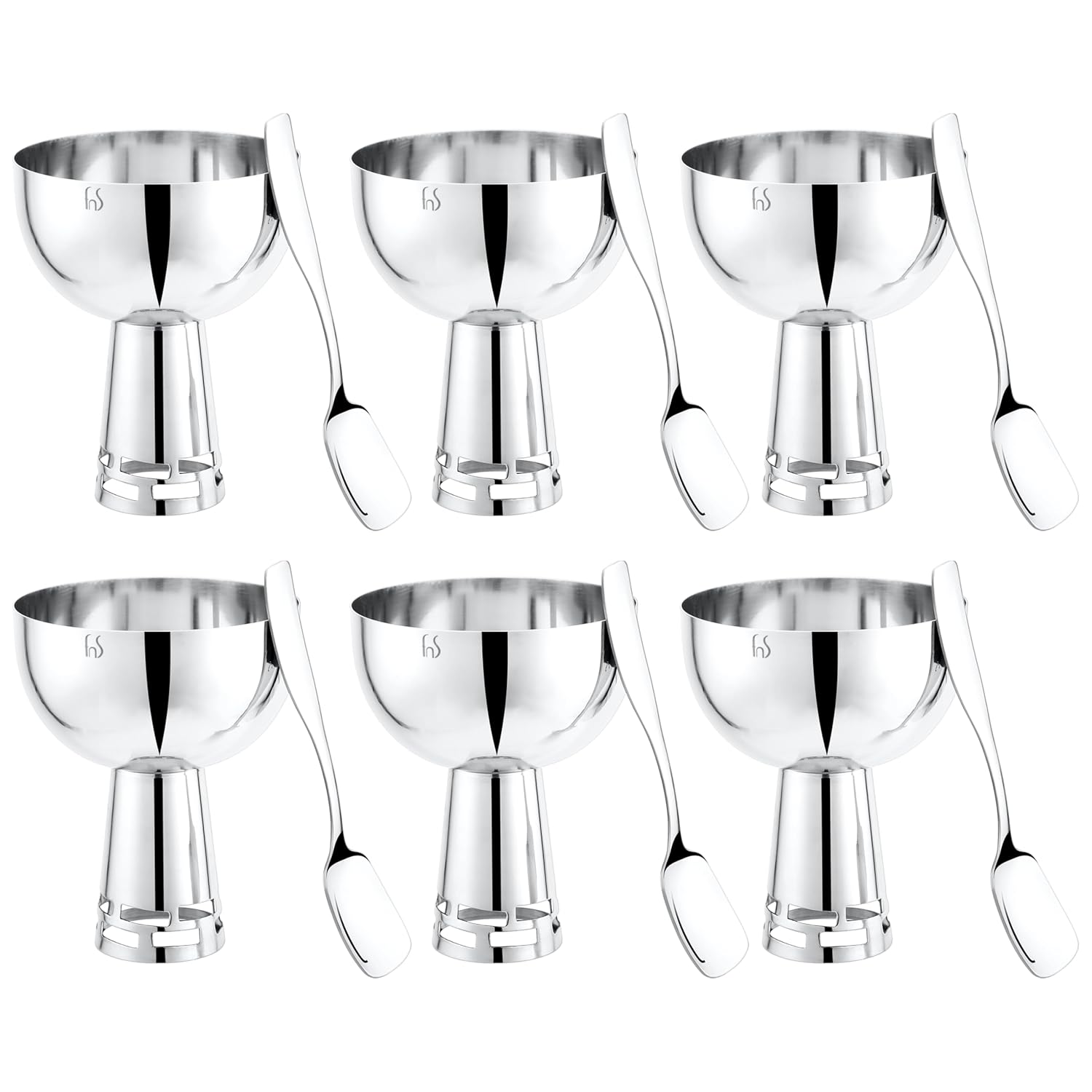 Buy FNS Basil Stainless Steel Bowls Set with 6 Bowls and 6 Spoons for ...