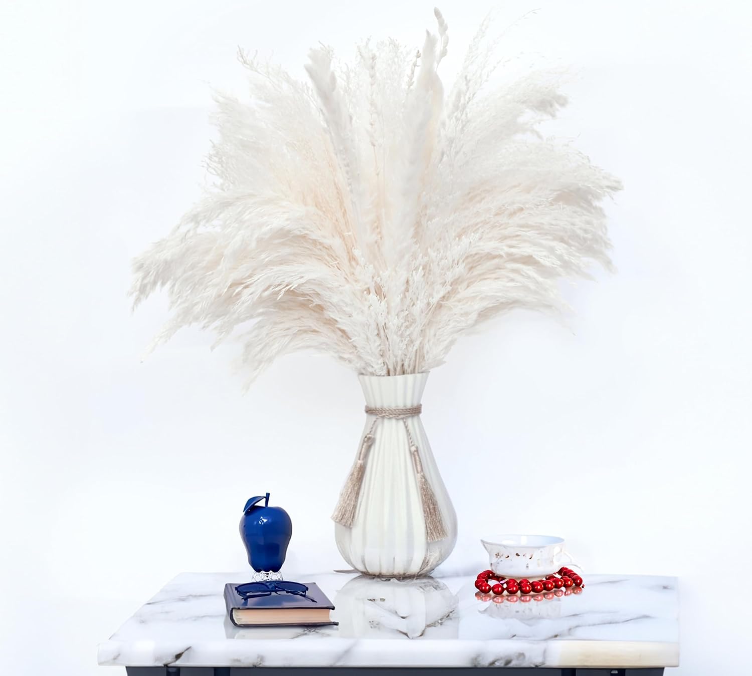 Amazon.com: 12 Stems Fluffy White Natural Dried Pampas Grass, Boho Home ...