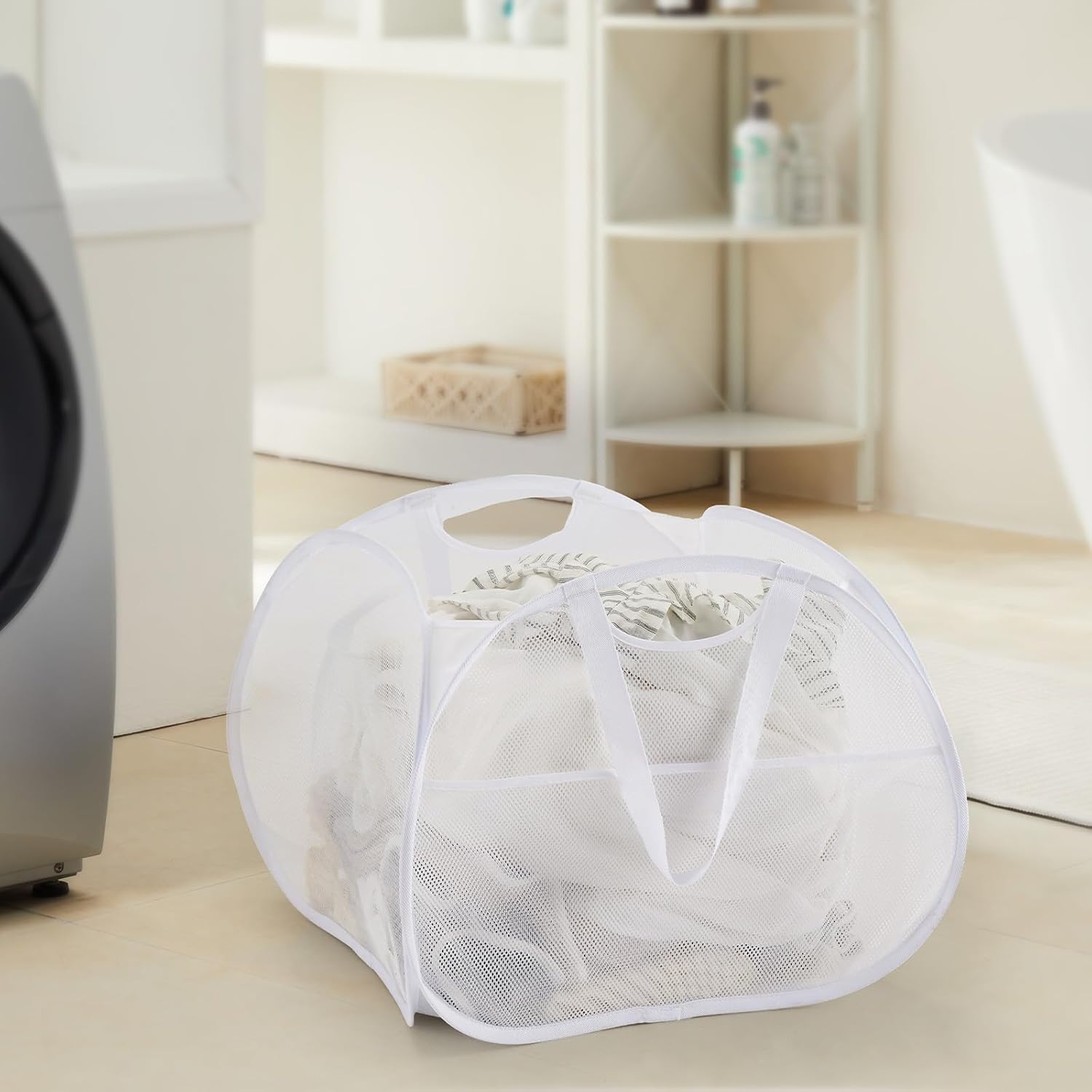 Amazon.com: TECHMILLY Collapsible Mesh Pop Up Laundry Hamper with ...