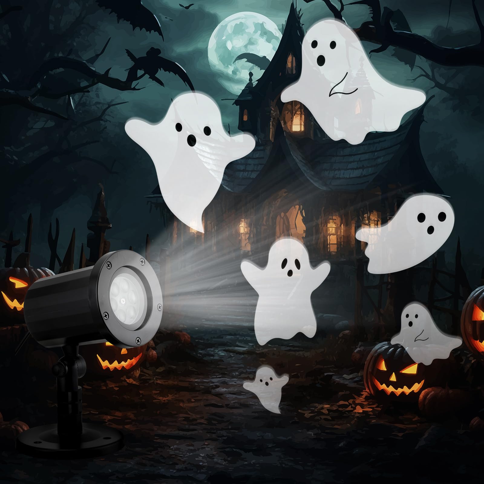 Amazon.com: Glooglitter Halloween Projector Lights Outdoor Ghost ...