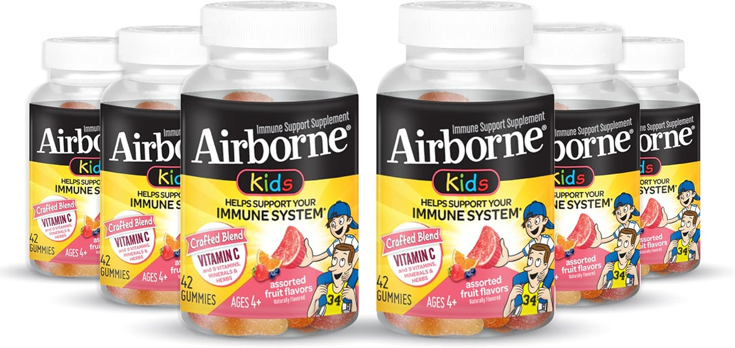Amazon.com: Airborne Kids Assorted Fruit Flavored Gummies, 42 count ...