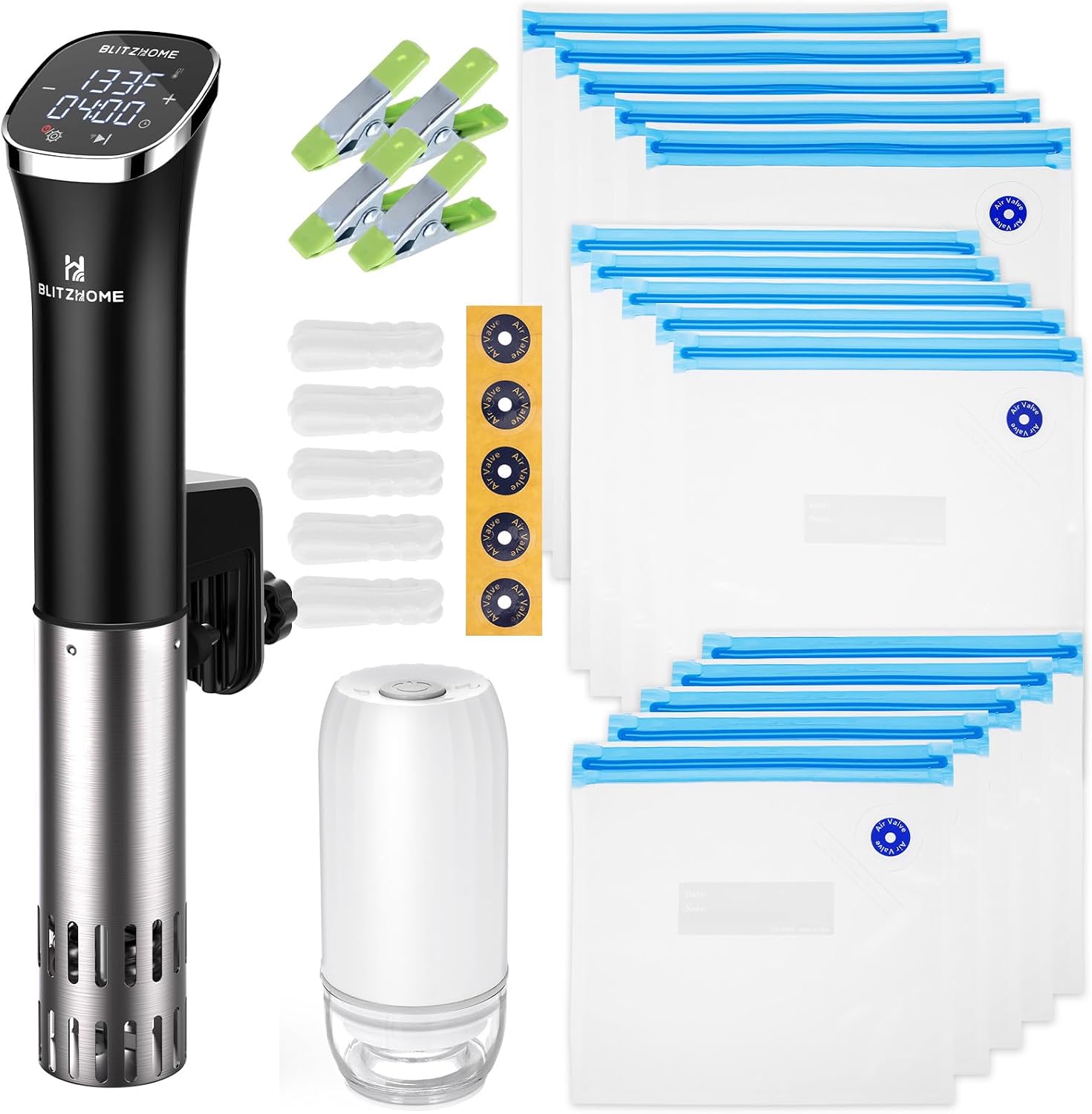 Amazon.com: BLITZHOME Compact Sous Vide Machine & 30 Pcs Kit Bundle ...