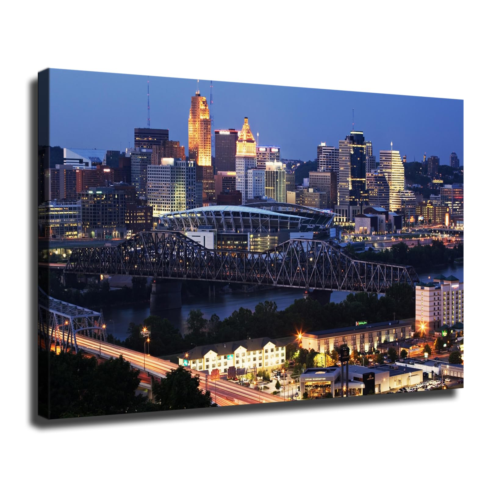 Amazon.com: RjttJR COOL CINCINNATI SKYLINE Poster Canvas Printing HD ...