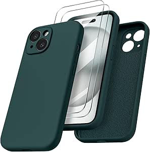 Amazon.com: ORNARTO for iPhone 15 Case 6.1 inch, Shockproof Liquid Silicone Cover with Screen ...