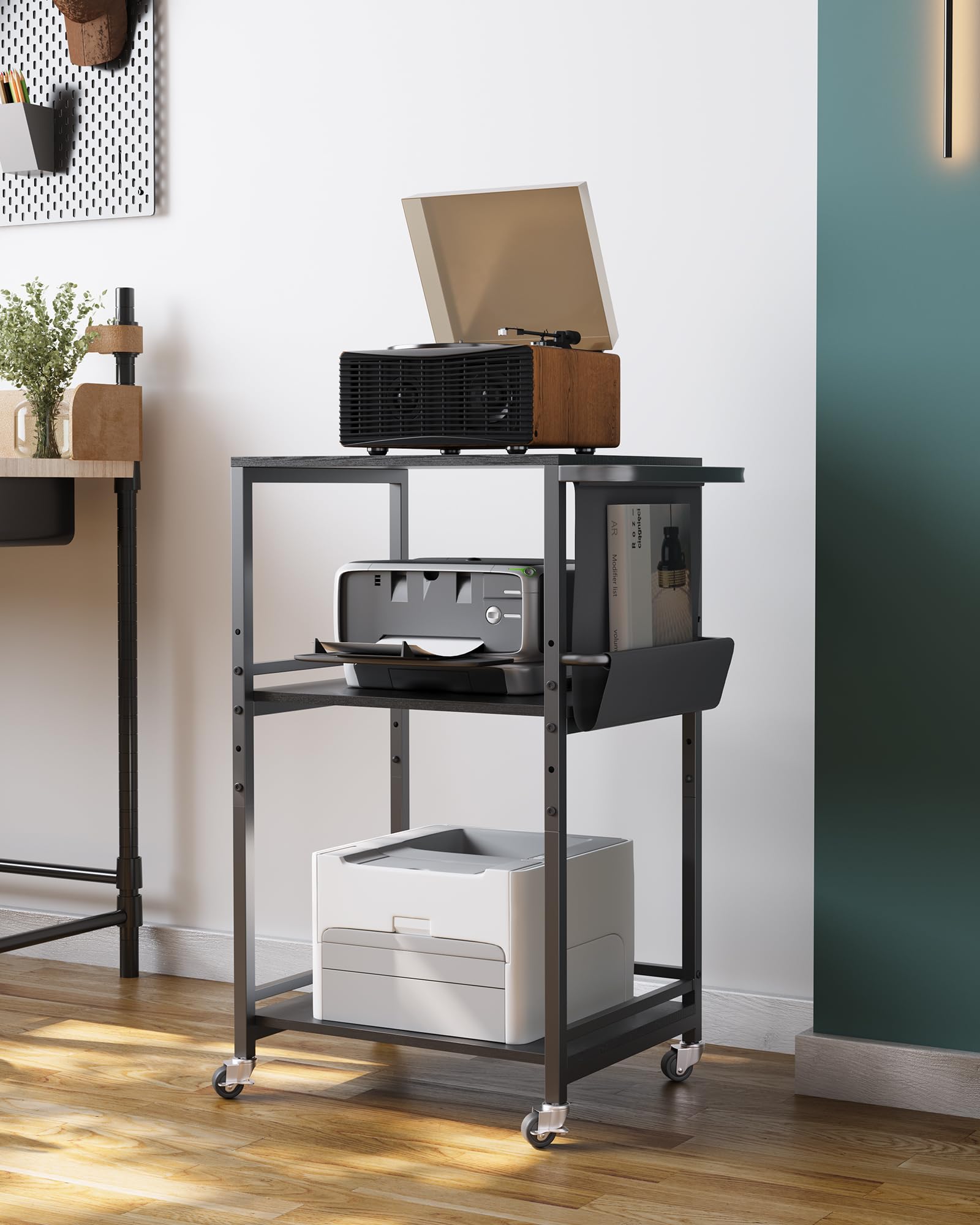 OROPY Large Printer Stand, 3 Tier Wooden Heavy Duty Printer Shelf with ...