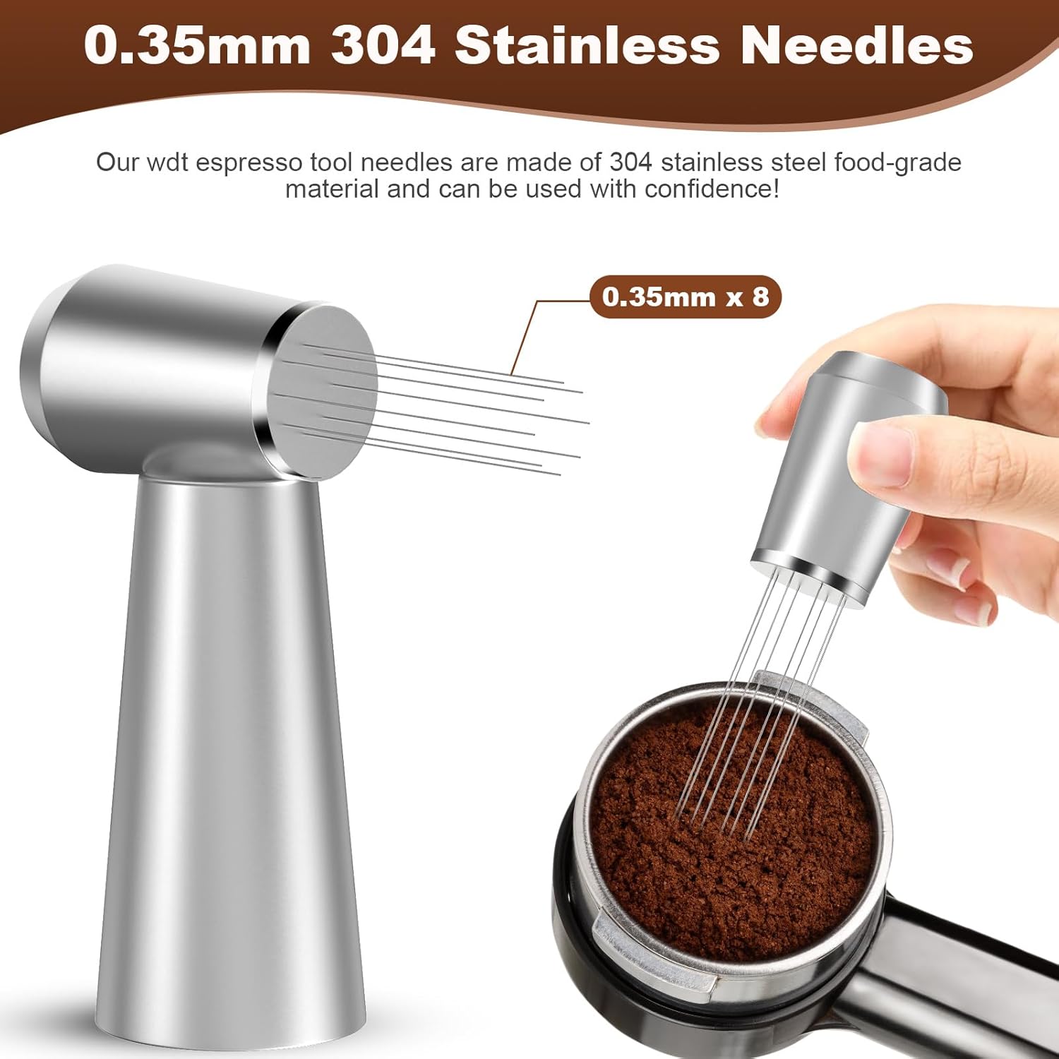 WDT Espresso Distribution Tool, 0.35mm 8 Needle Coffee Stirrer with 8 ...