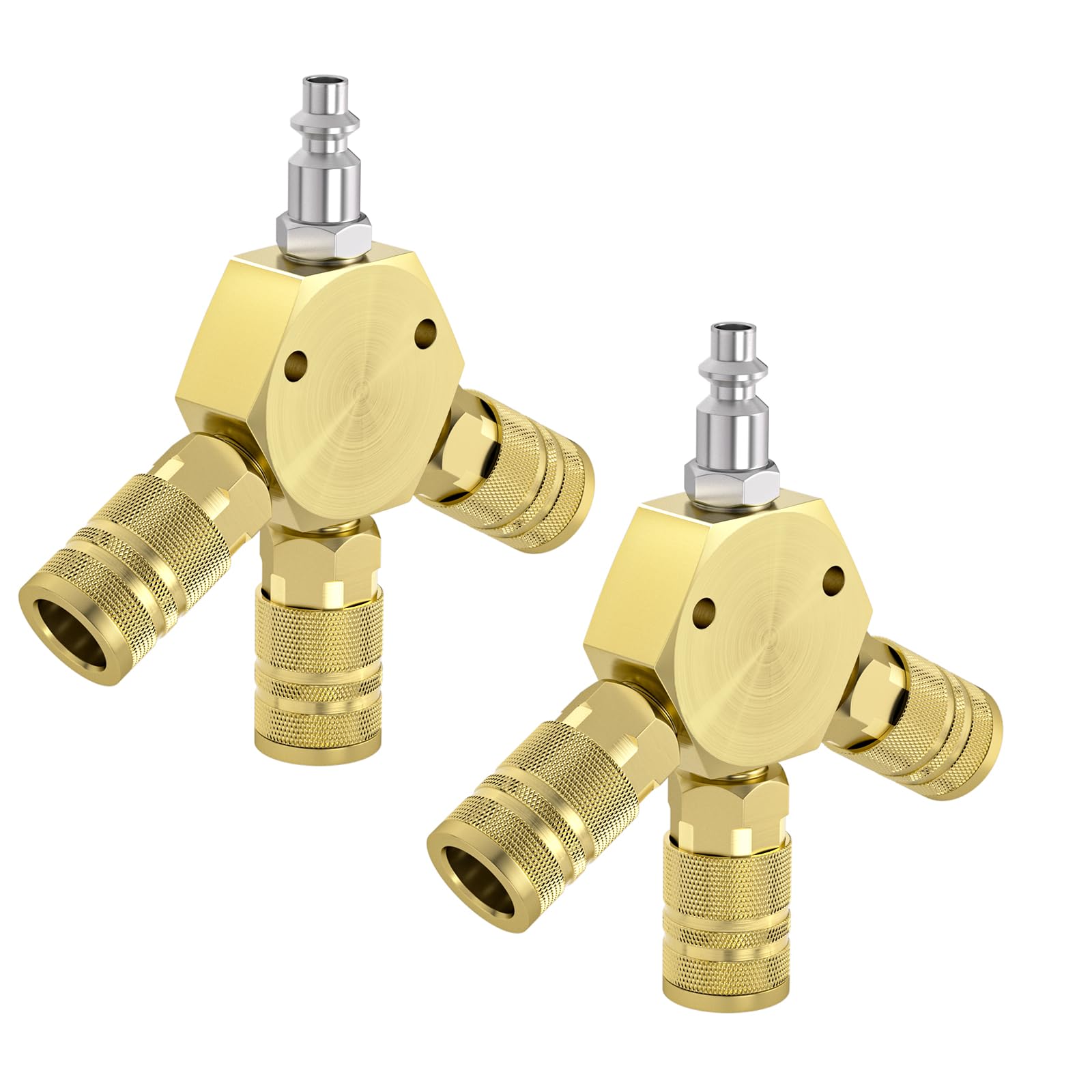 GASHER 1/4" basic body size Aluminum Hex Style 3-Way Air Manifold with ...