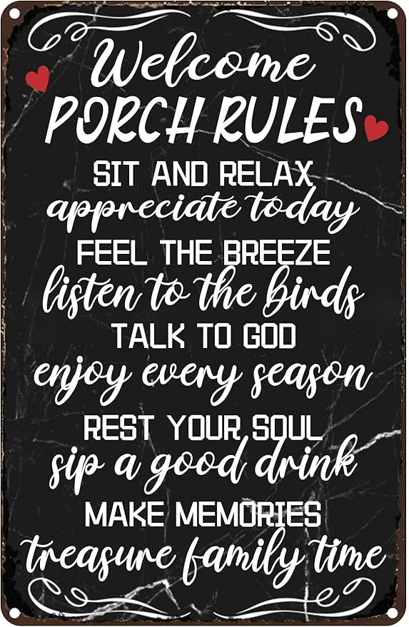 Amazon.com : Vintage Welcome Patio Rules Sign Metal Tin Sign Wall Art ...