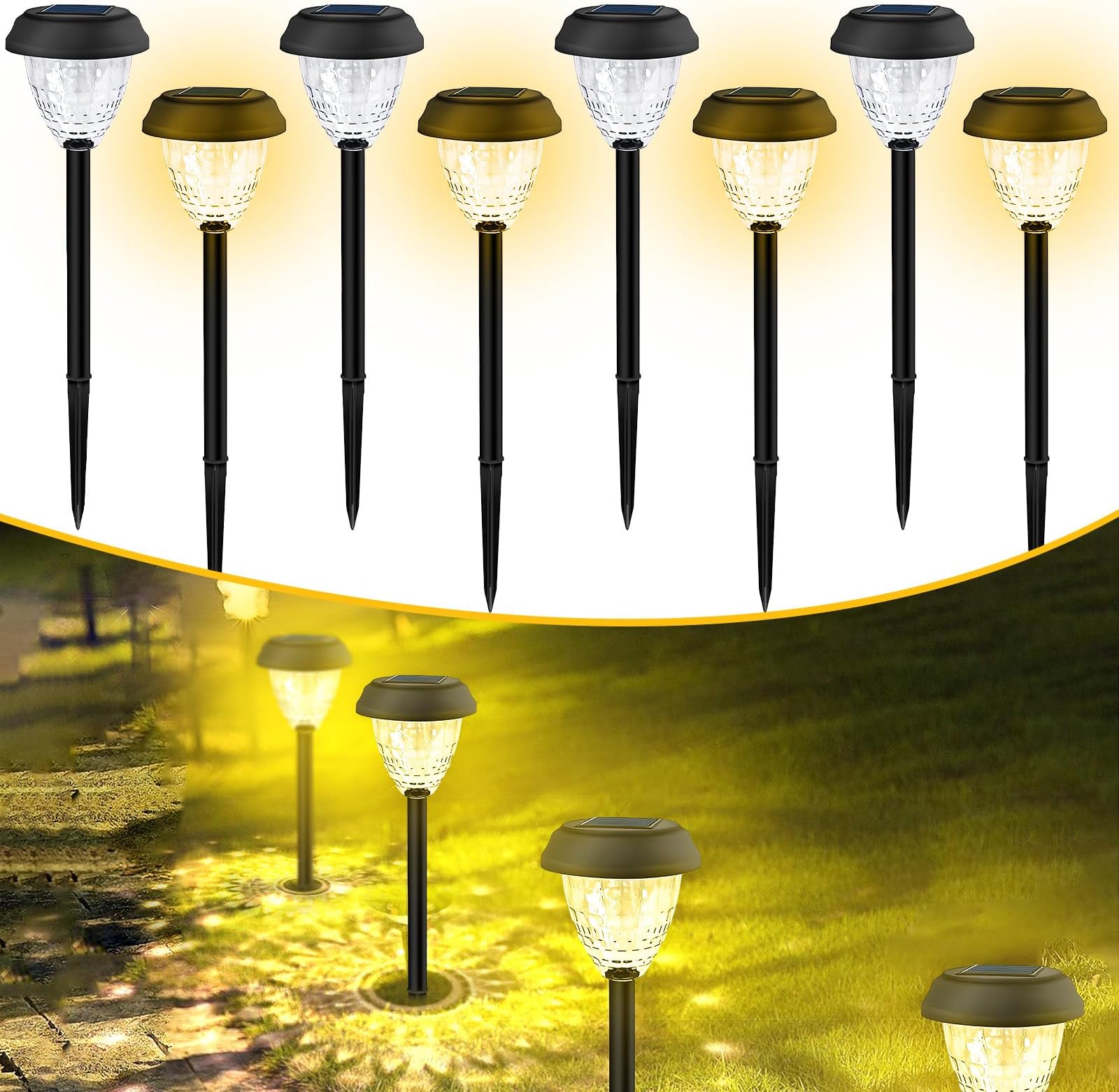 Glückluz - 2024 Luces Solares 12 LED para Exterior, 8 Piezas IP65 ...