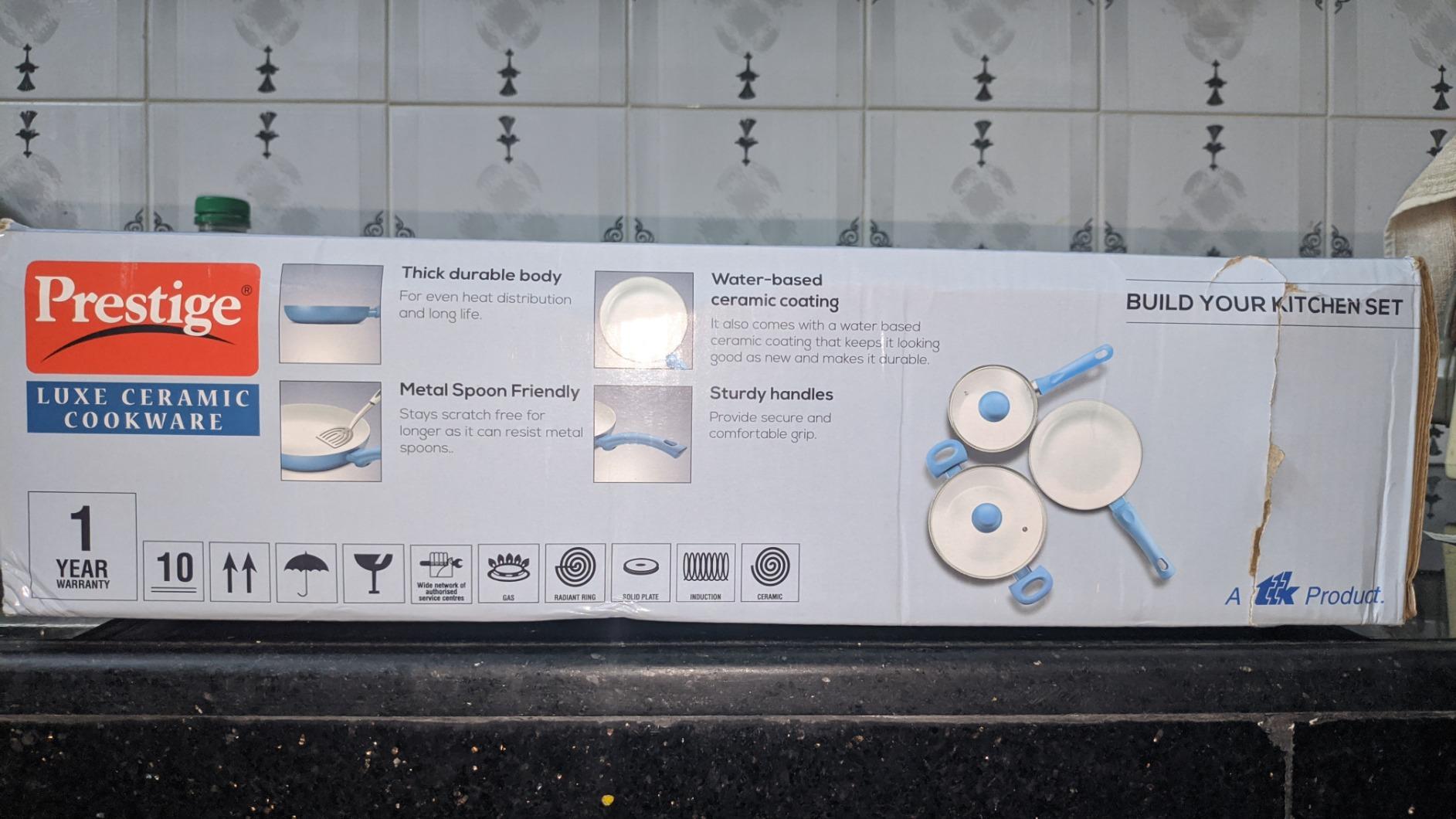 Buy Prestige Deluxe Ceramic Cookware, 3 Piece Set with Induction Base ...