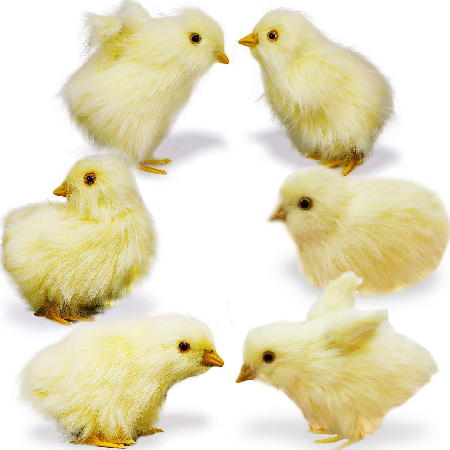 GMOZAN 6pcs Realistic Fake Easter Chicks Decor,Chirping Baby Chicks ...