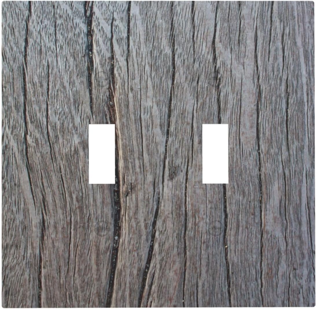 Thsanju Rustic Brownish Natural Wood Grain Double Toggle Light Switch ...