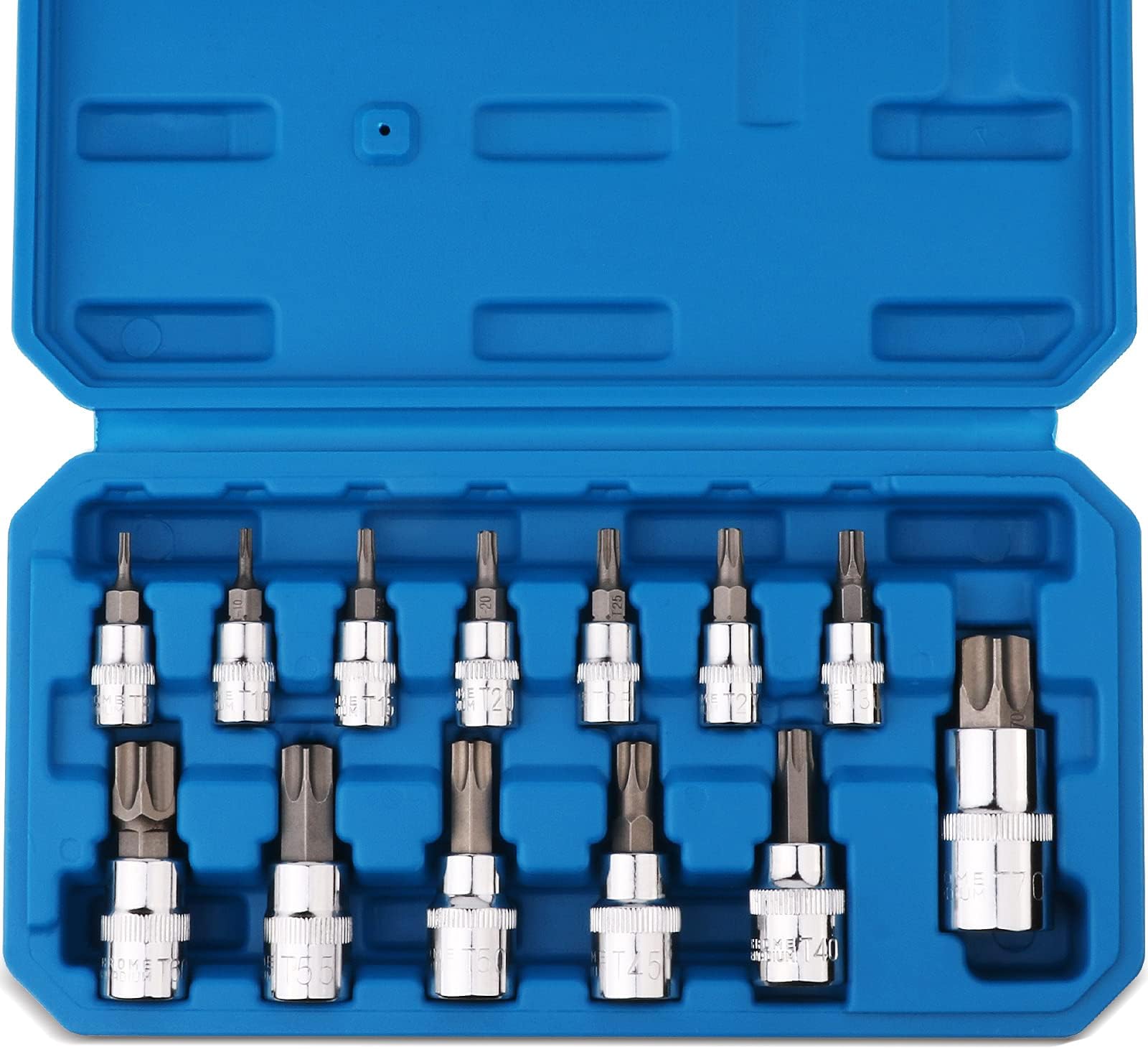 6pc 1/2" Drive T55-T100 Star Torx Socket Bit Set Ratchet Torque 100mm ...