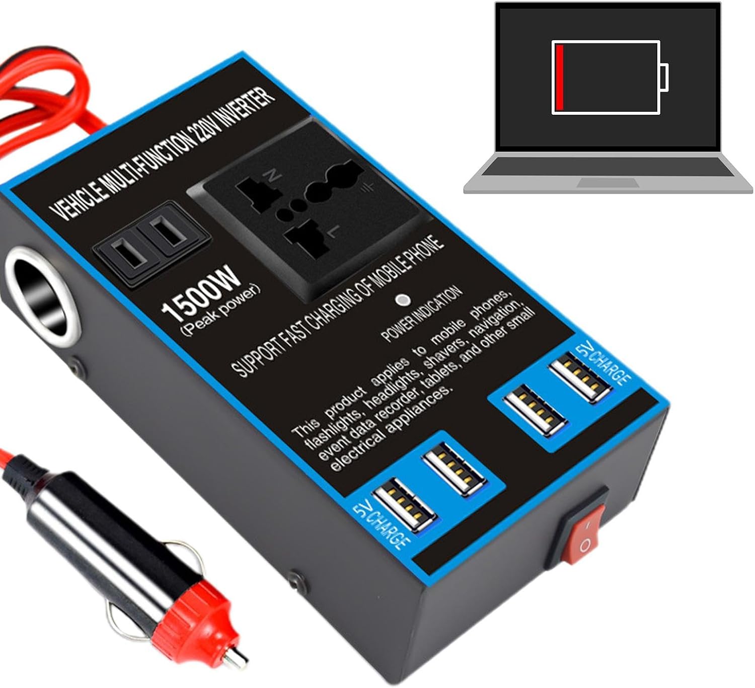 Amazon.co.jp: 車両用インバーター充電器 - 車のインバーターコンバータ 12V24V に 220v ハイパワートラック車の充電器変圧器電源ソケットユニバーサル自動 12V/24V ...