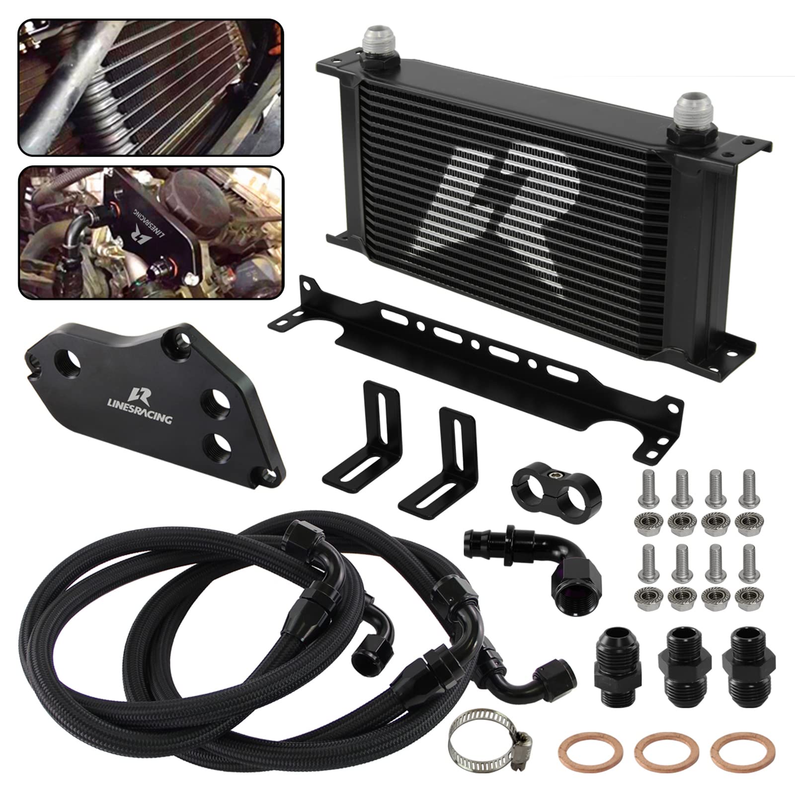 Amazon.com: PKSABB 19 Row Oil Cooler Kit, AN10 Transmission Engine ...