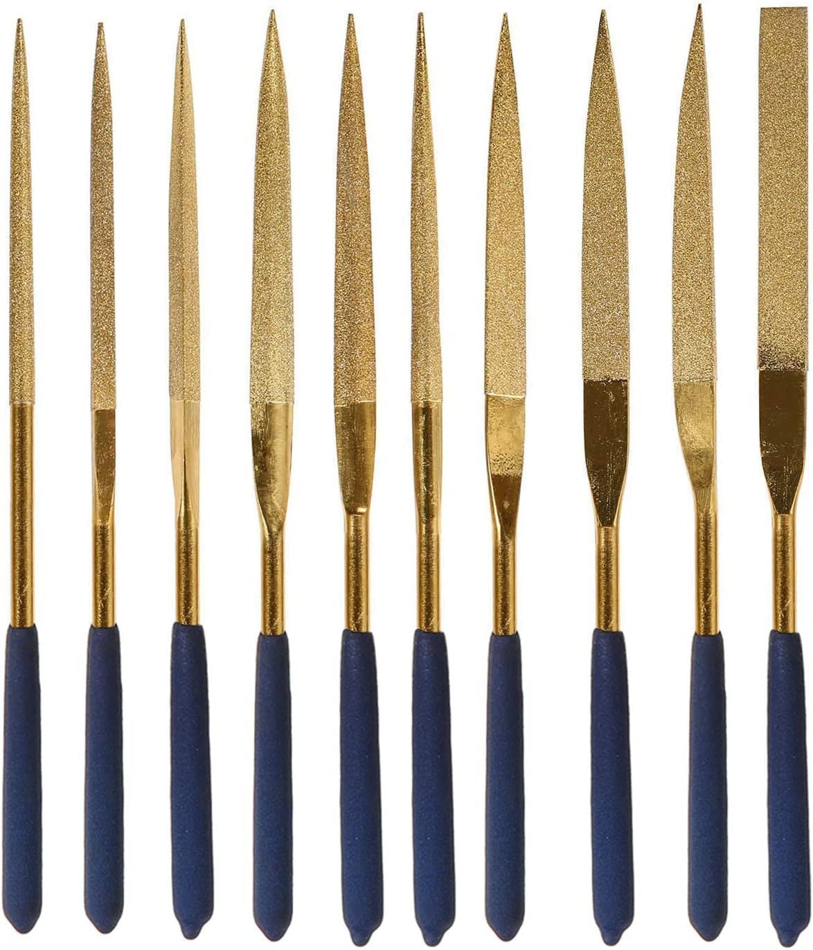 Yakamoz 10Pcs Titanium Diamond Metal File Set Fine Round Needle File ...