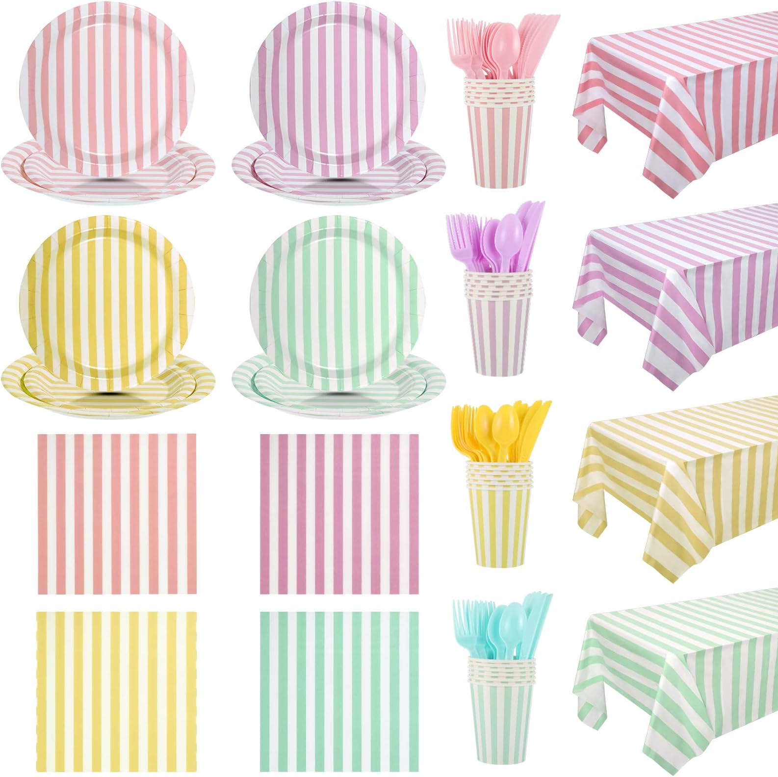 Amazon.com: 172pcs Pastel Plates and Napkins, 24 Guests Ice Cream ...