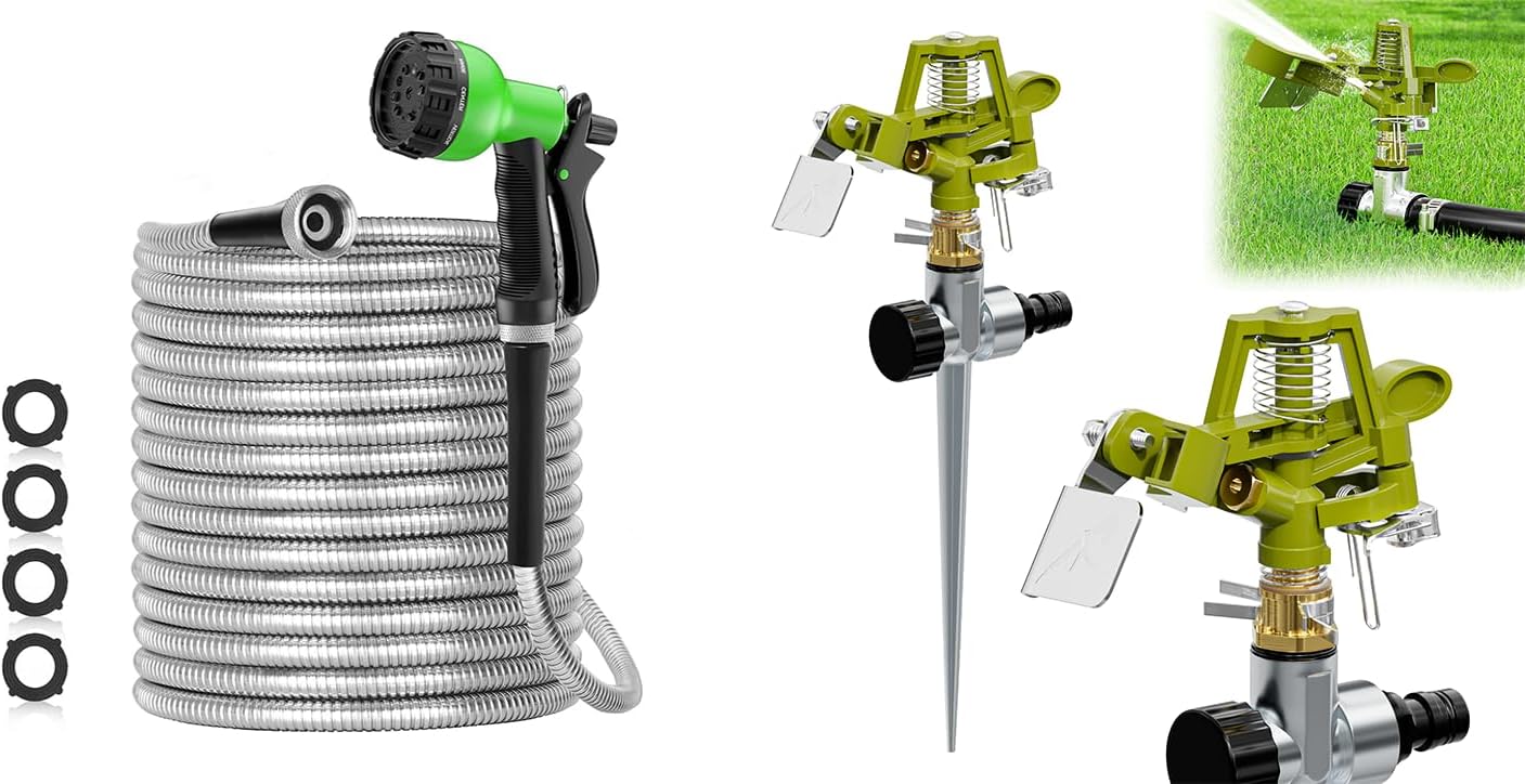 Amazon.com : 150ft 304 Stainless Steel Garden Hose & 2 Pack Brass ...