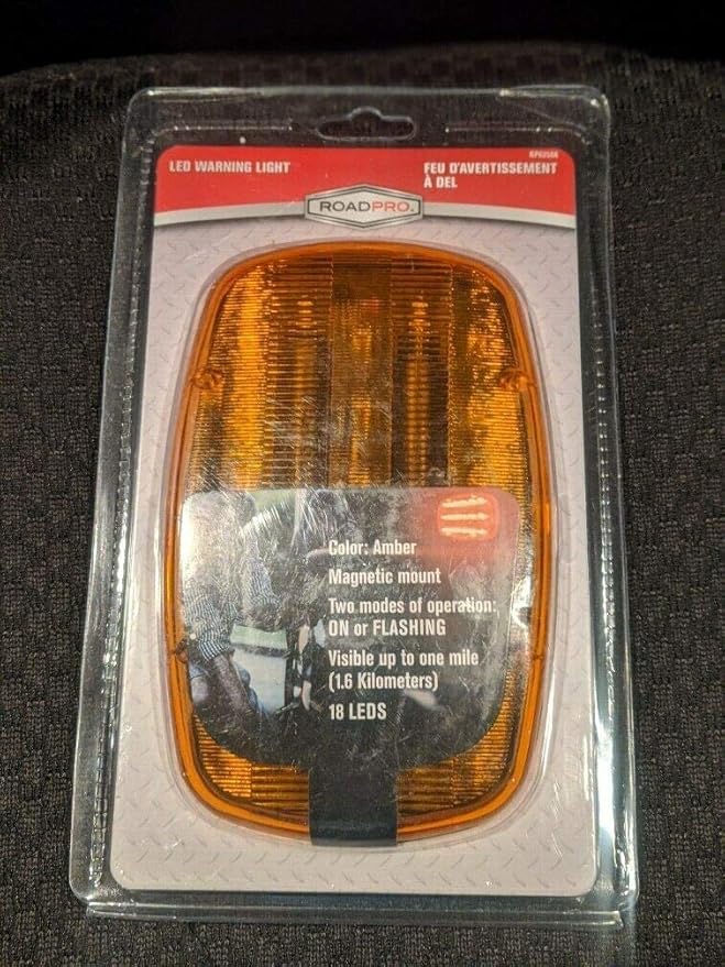 Amazon.com: RoadPro LED Warning Light with Magnet Mount - Amber Lens ...