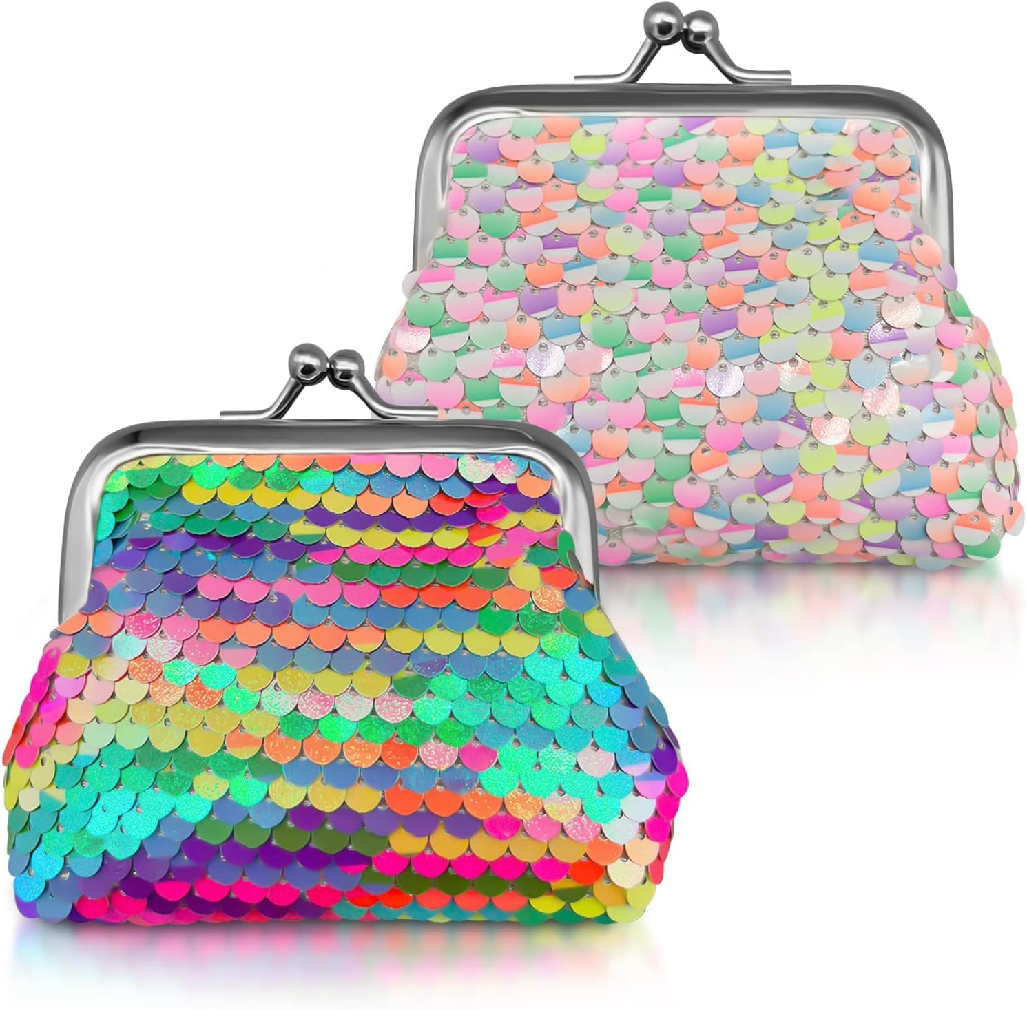 Amazon.com: BLMHTWO 2 Pack Coin Purse for Women Sequin Small Coin Purse ...