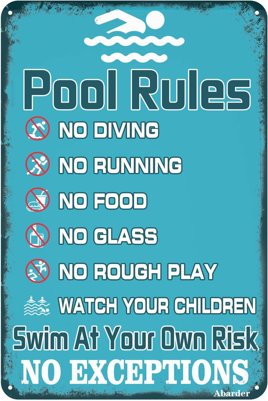 Amazon.com : Swimming Pool Rules Sign Swim at Your Own Risk Sign ...
