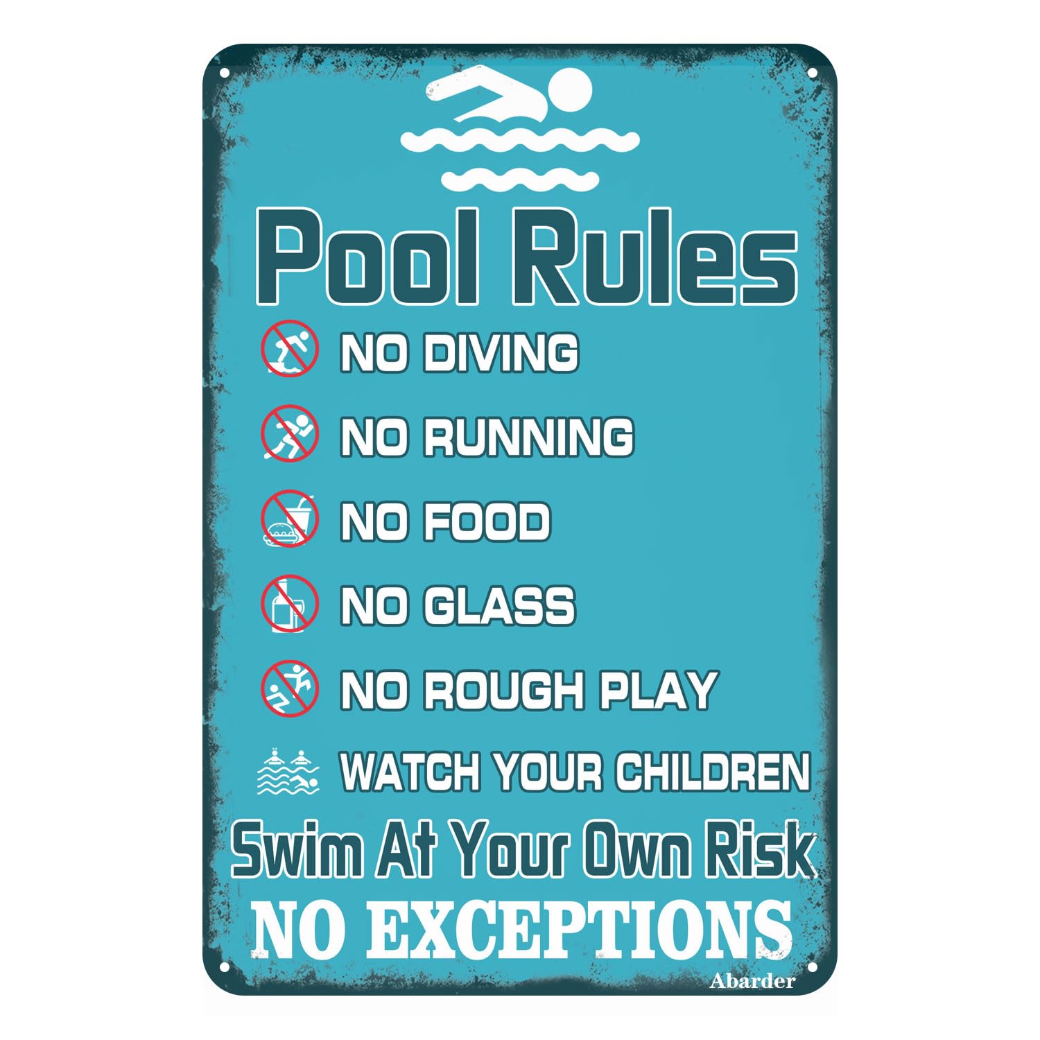 Amazon.com : Swimming Pool Rules Sign Swim at Your Own Risk Sign ...