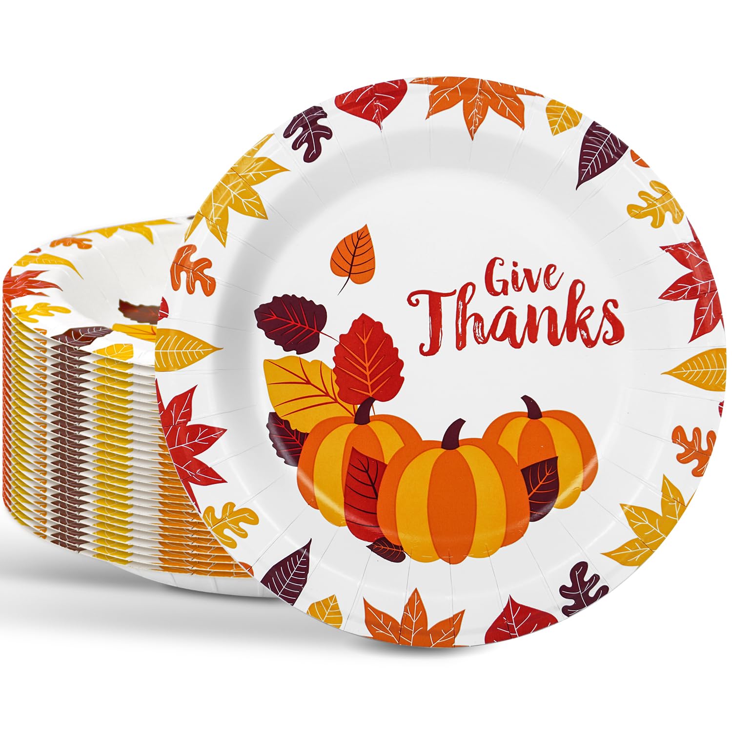 Amazon.com: Ginkgo Thanksgiving Paper Plates, 30 Count Disposable ...