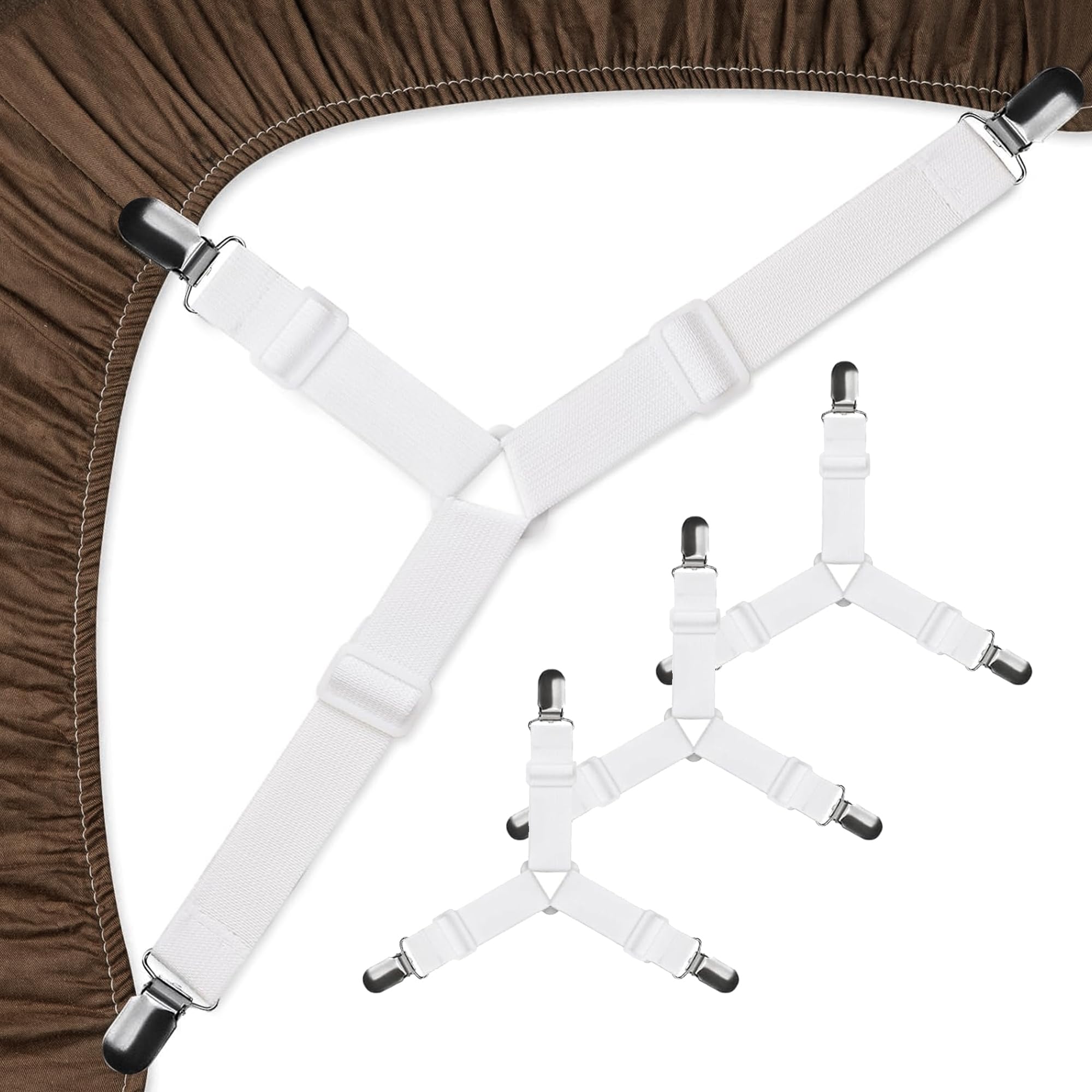 Amazon.com: JELLYMONI Bed Sheet Straps, Adjustable Elastic Fasteners ...