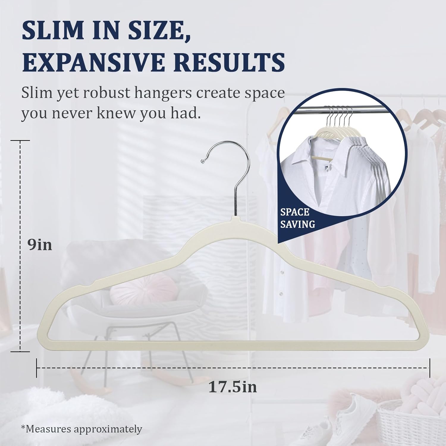 Paquete de 50 perchas de plástico con revestimiento de goma, 17.5 ...