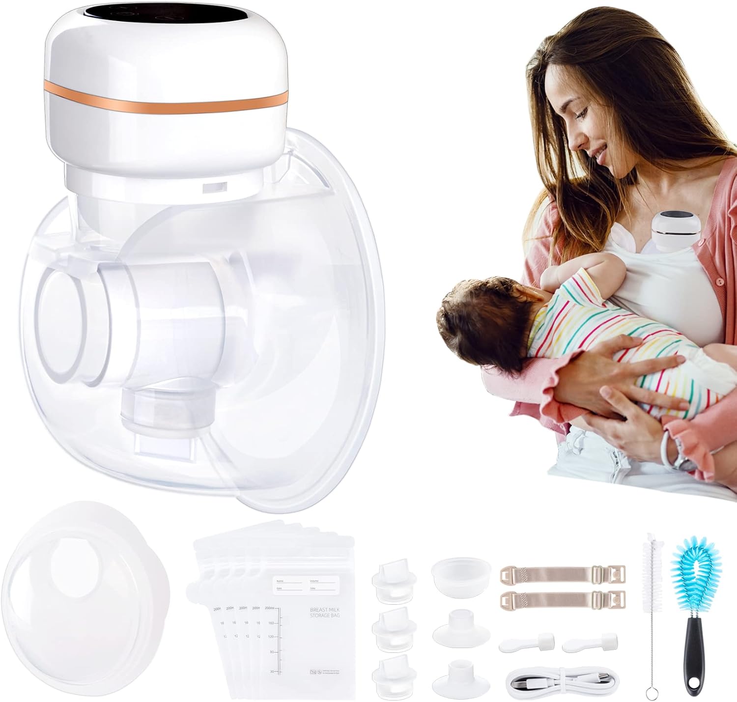 Amazon.com : Breast Pump Hands Free Wearable Breast Pump Portable Electric Breastfeeding Pump, 3 ...