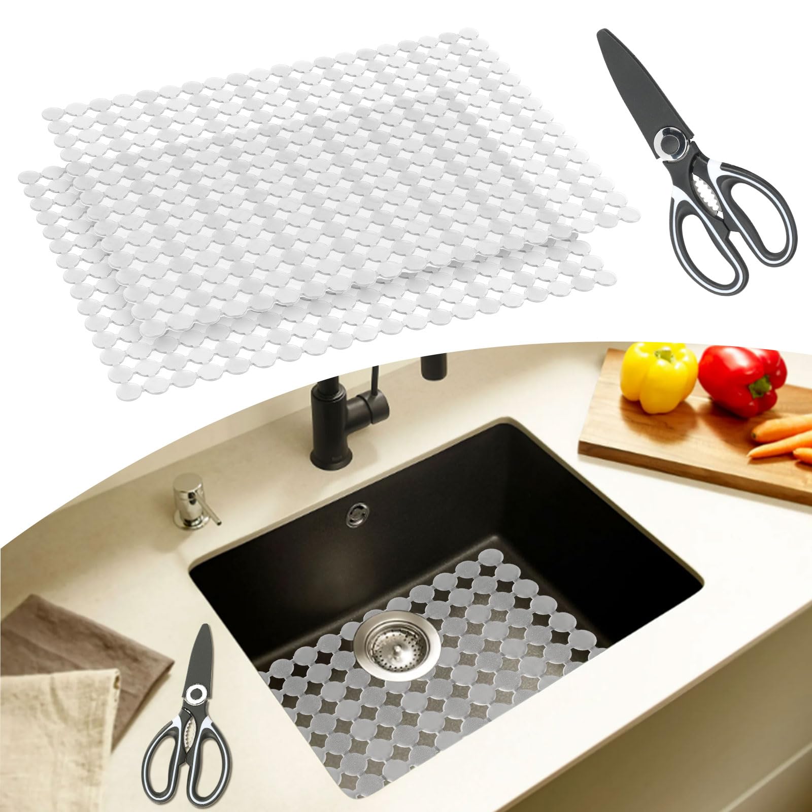 Kitchen Sink Mat for Stainless Steel/Ceramic Sinks,2 Pack Kitchen Sink ...