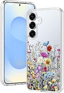 Amazon.com: OOK Magnetic for Samsung Galaxy S25 Plus Case Colorful Flowers Floral Design Clear ...