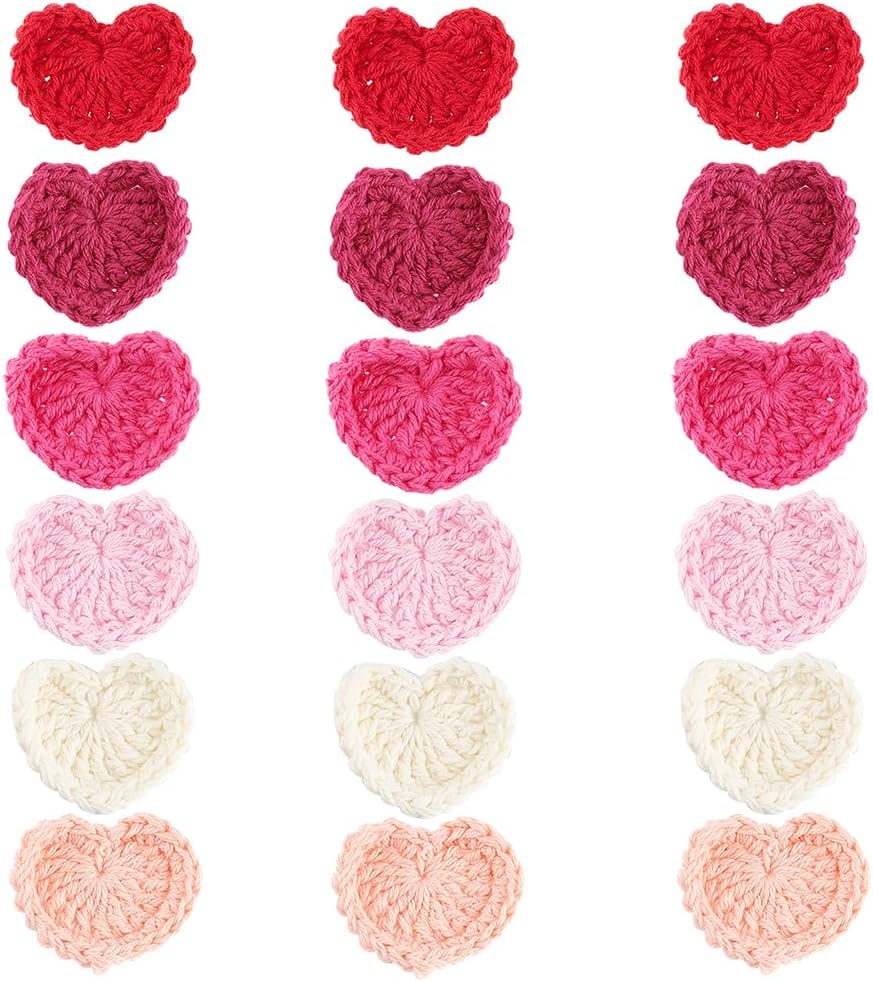 Amazon.com: FINGERINSPIRE 18pcs Love Heart Crochet Appliques Assorted ...