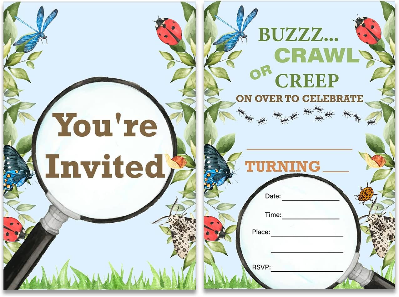 Amazon.com : Soiceu Bug Birthday Party Invitations with Envelopes Set ...