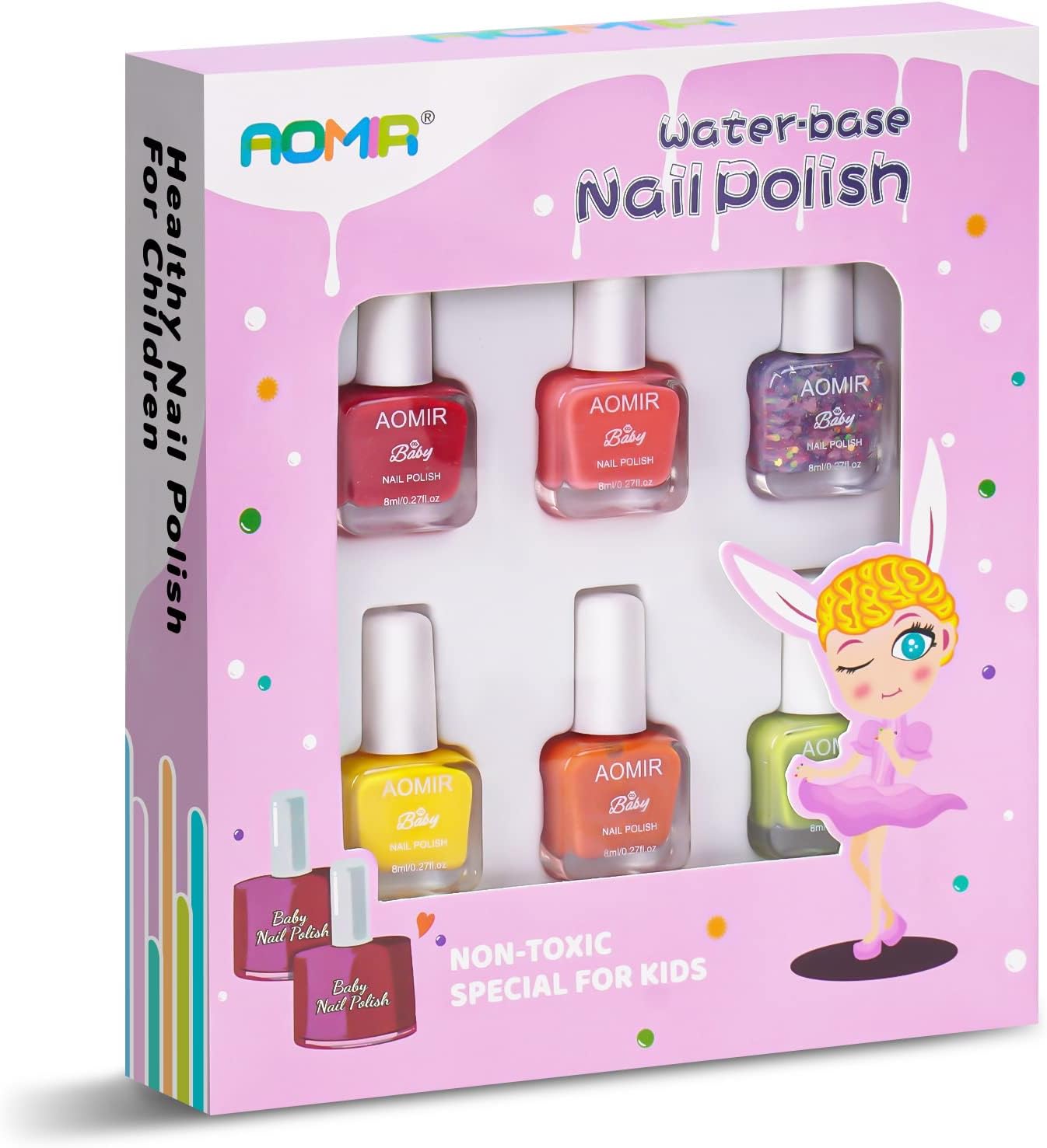 Amazon.com: Aomir Kids Nail Polish Kit, Non Toxic Kids Nail Polish Set ...