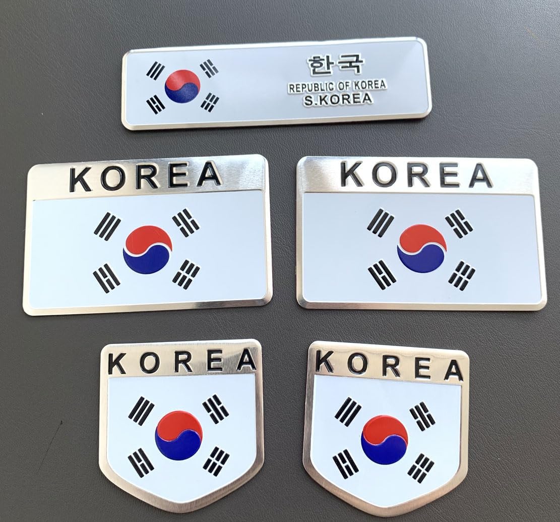 Amazon.com - 5Pcs Metal Korean ROK Korea Flag Car Decal Stickers,Korean ...