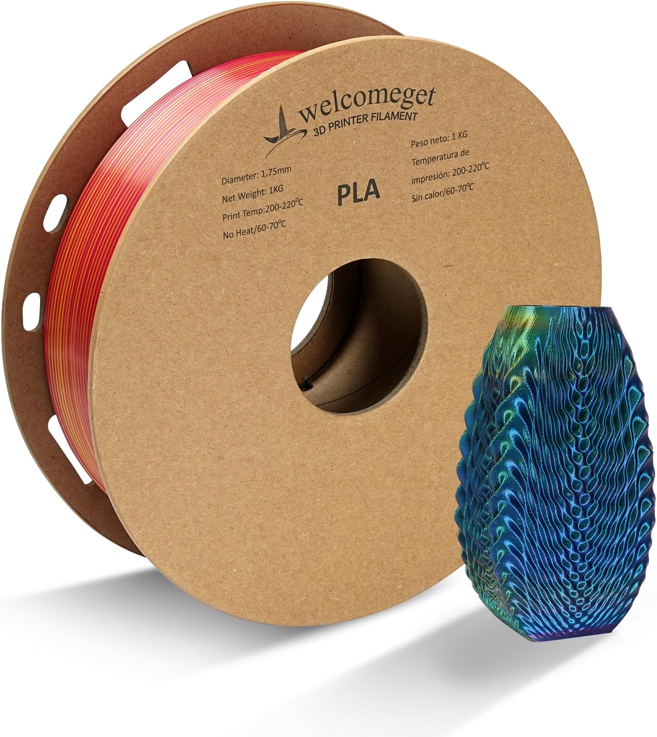 Amazon.com: Welcomeget PLA 3D Printer Filament,One roll,Triple Color ...