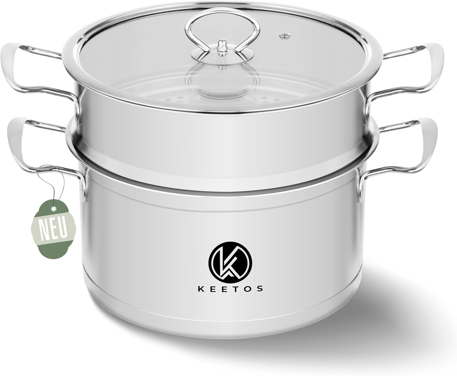 Keetos Stainless Steel Steamer Pot [Suitable for All Hob Types] 9L ...