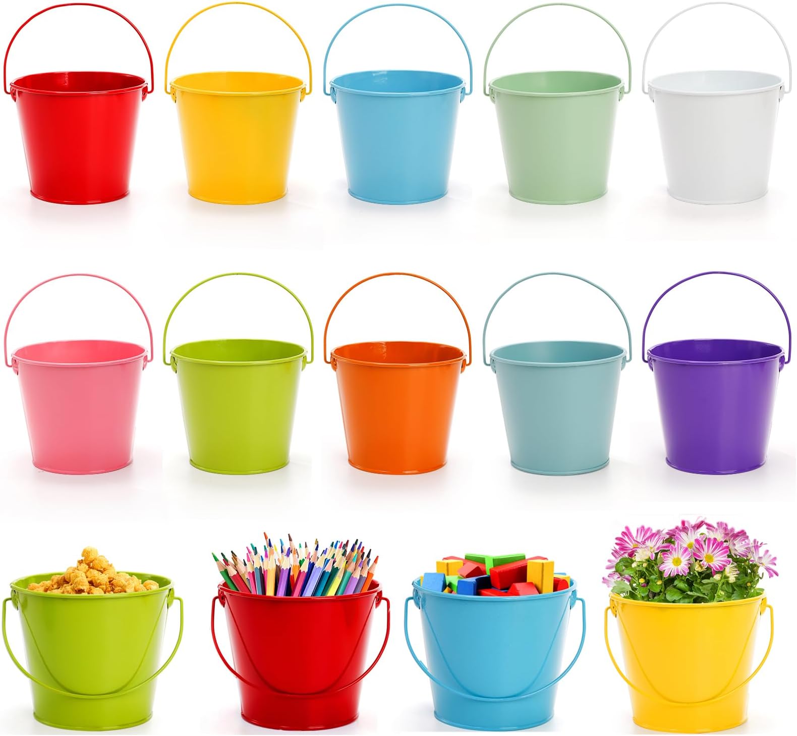 Amazon.com: TOPZEA 24 Pack Mini Metal Buckets for Party Favor, 2 Inch ...