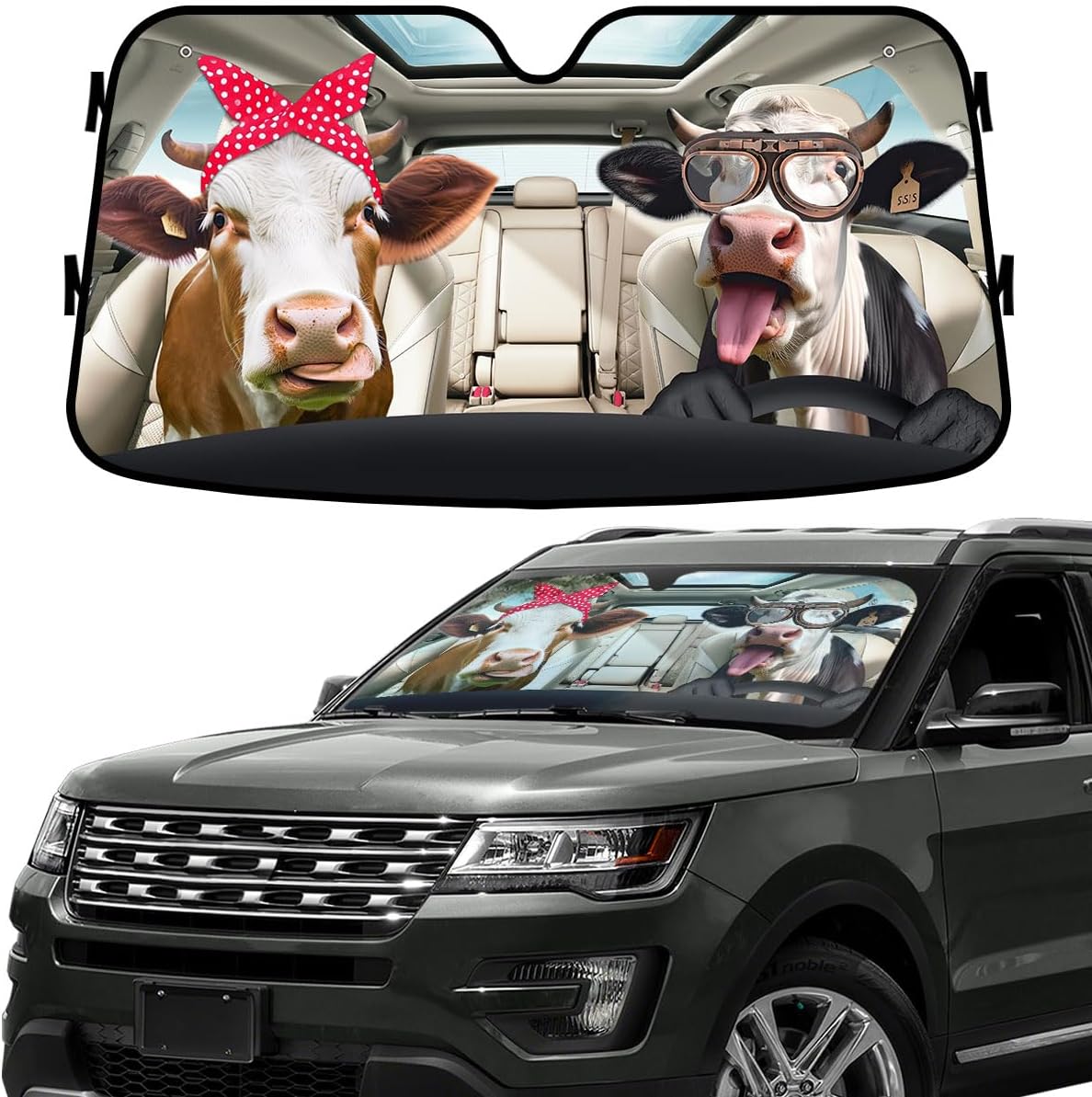 Amazon.com: GENANY Cute Cow Couple Funny Windshield Sun Shade for Car ...