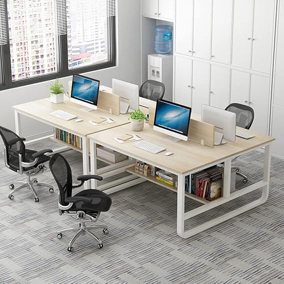 Amazon.com: MORREZ Two Person Desk with Partition 47 Inch - Computer ...