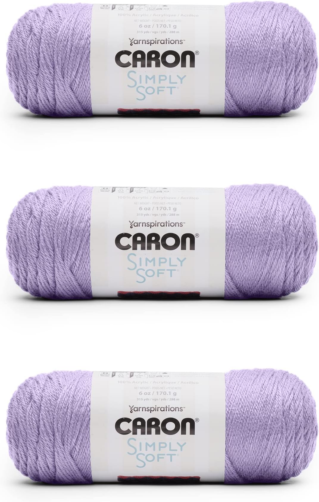 Caron Simply Soft Orchid Yarn - 3 Pack of 170g/6oz - Acrylic - 4 Medium ...