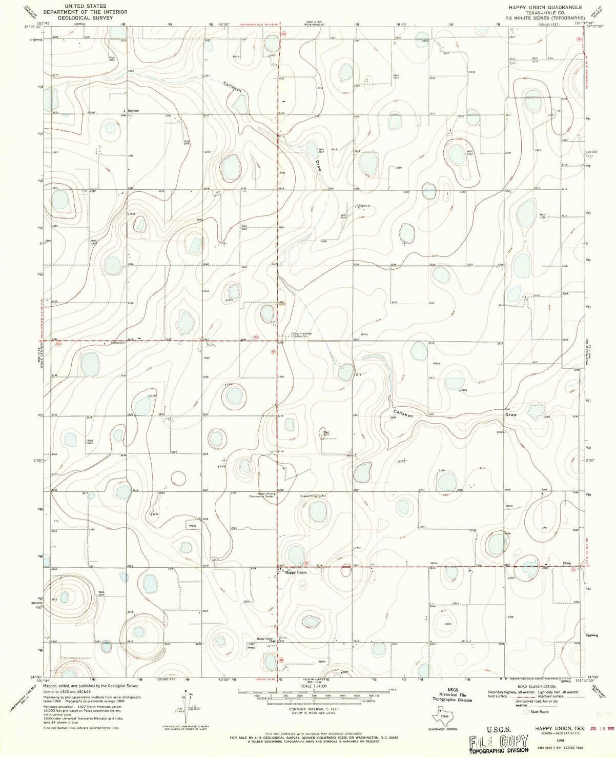 Amazon.com: YellowMaps Happy Union TX topo map, 1:24000 Scale, 7.5 X 7. ...