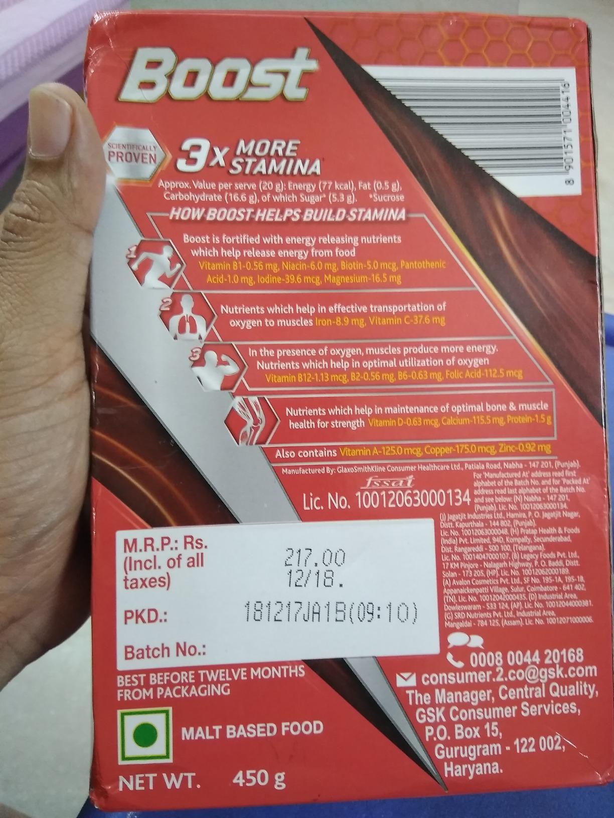 Boost Health, Energy and Sports Nutrition drink - 450 g Refill Pack ...