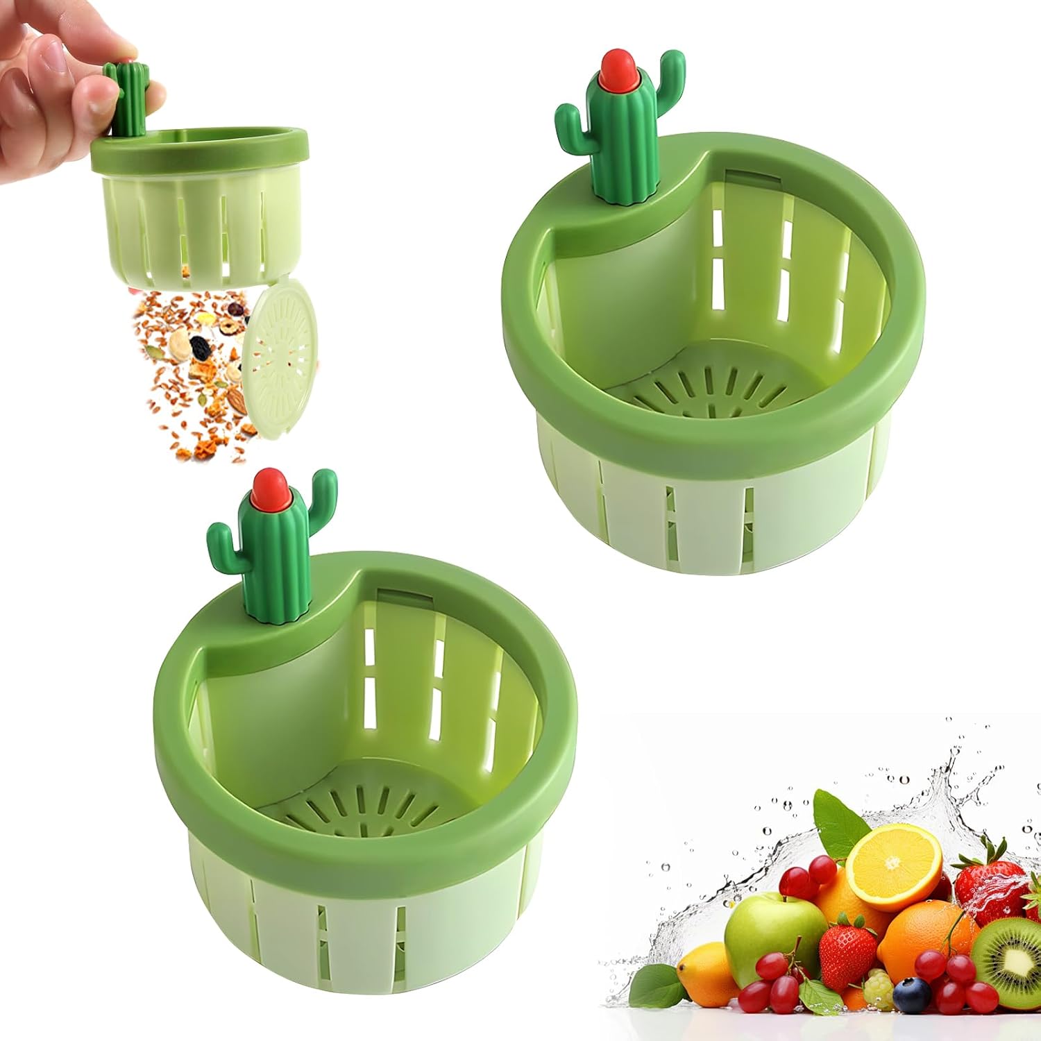 Cactus Kitchen Sink Drain Strainer, 2PCS Automatic Dumping Sink Filter ...