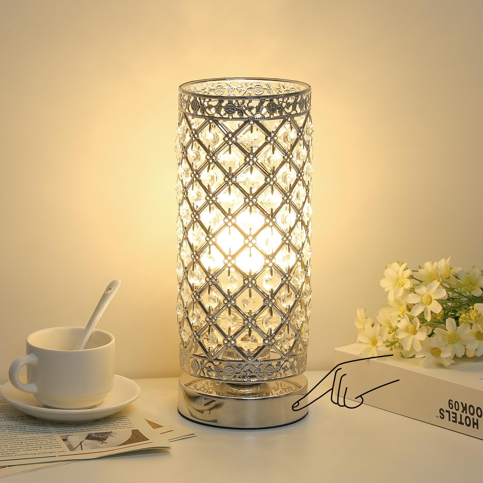 Seaside village Crystal Table Lamp Touch Control Dimmable Accent Desk ...